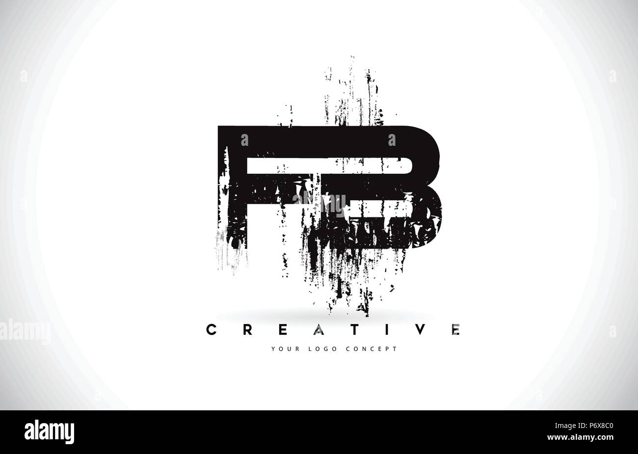 FB F B Grunge Brush Letter Logo Design in Black Colors. Creative Brush ...