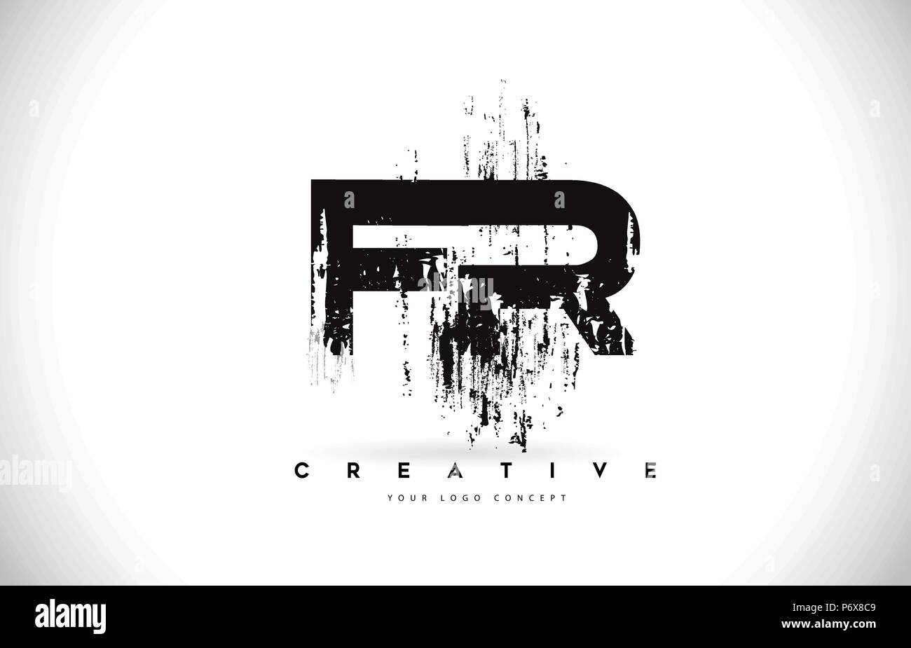 FR F R Grunge Brush Letter Logo Design in Black Colors. Creative Brush ...
