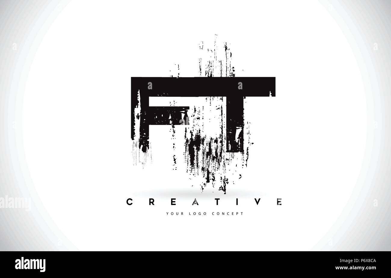 FT F T Grunge Brush Letter Logo Design in Black Colors. Creative Brush ...