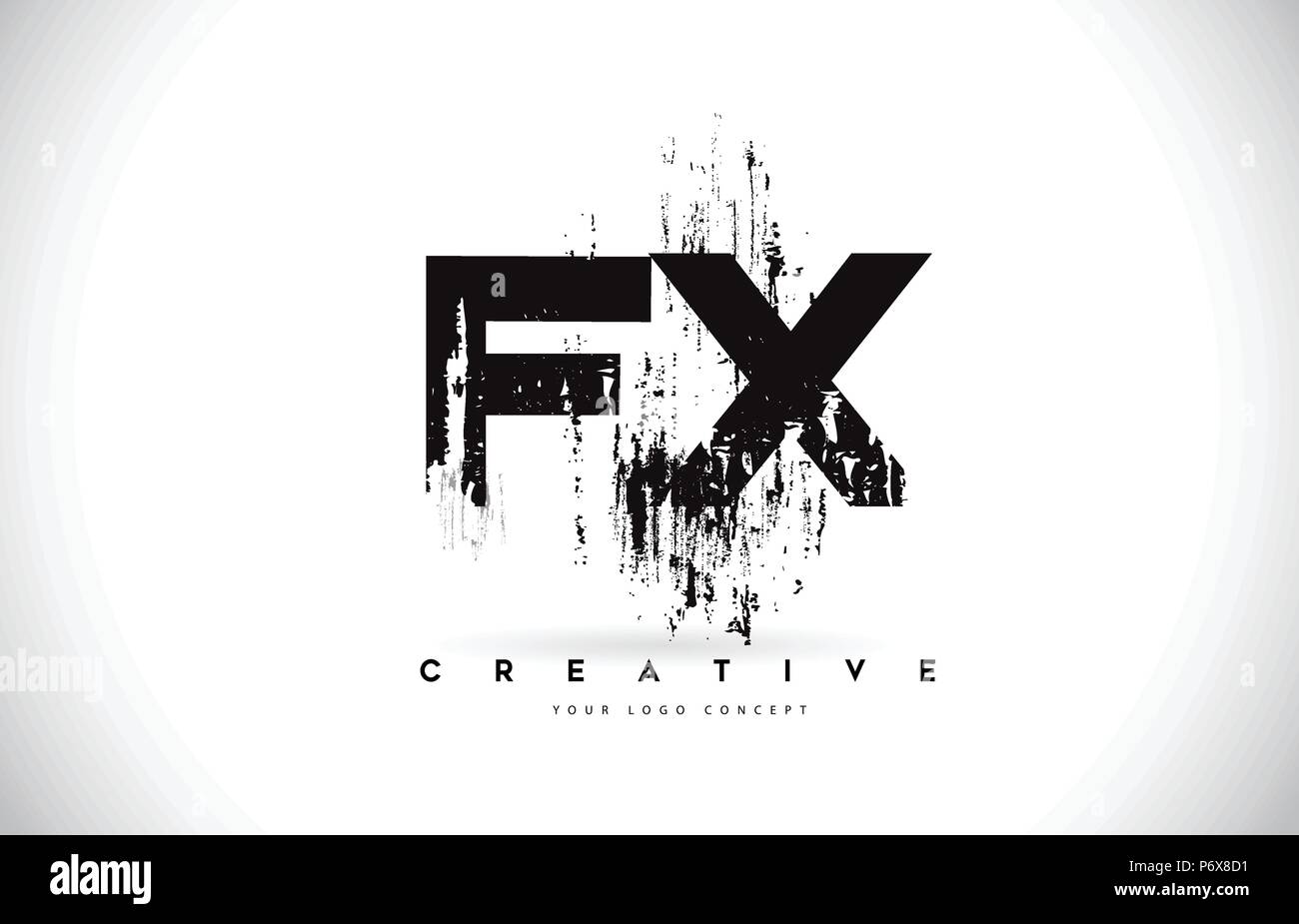 FX F X Grunge Brush Letter Logo Design in Black Colors. Creative Brush ...
