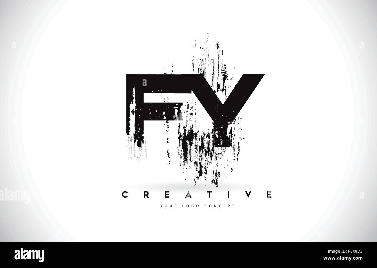 FY F Y Grunge Brush Letter Logo Design in Black Colors. Creative Brush ...