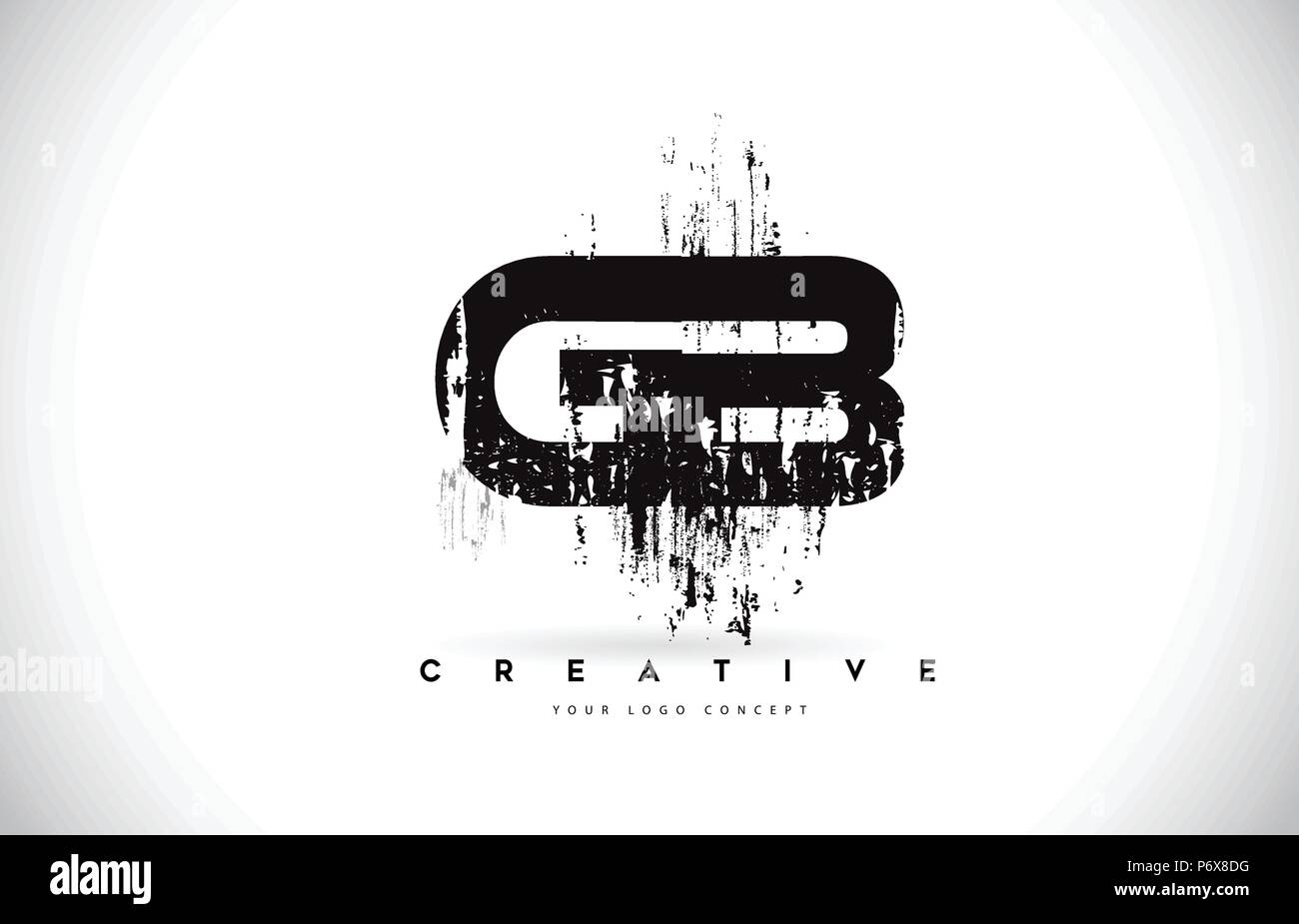 GB G B Grunge Brush Letter Logo Design in Black Colors. Creative Brush ...