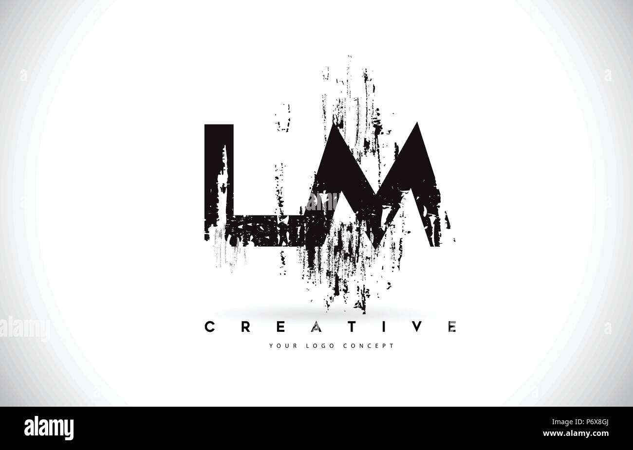 LM L M Grunge Brush Letter Logo Design in Black Colors. Creative Brush ...