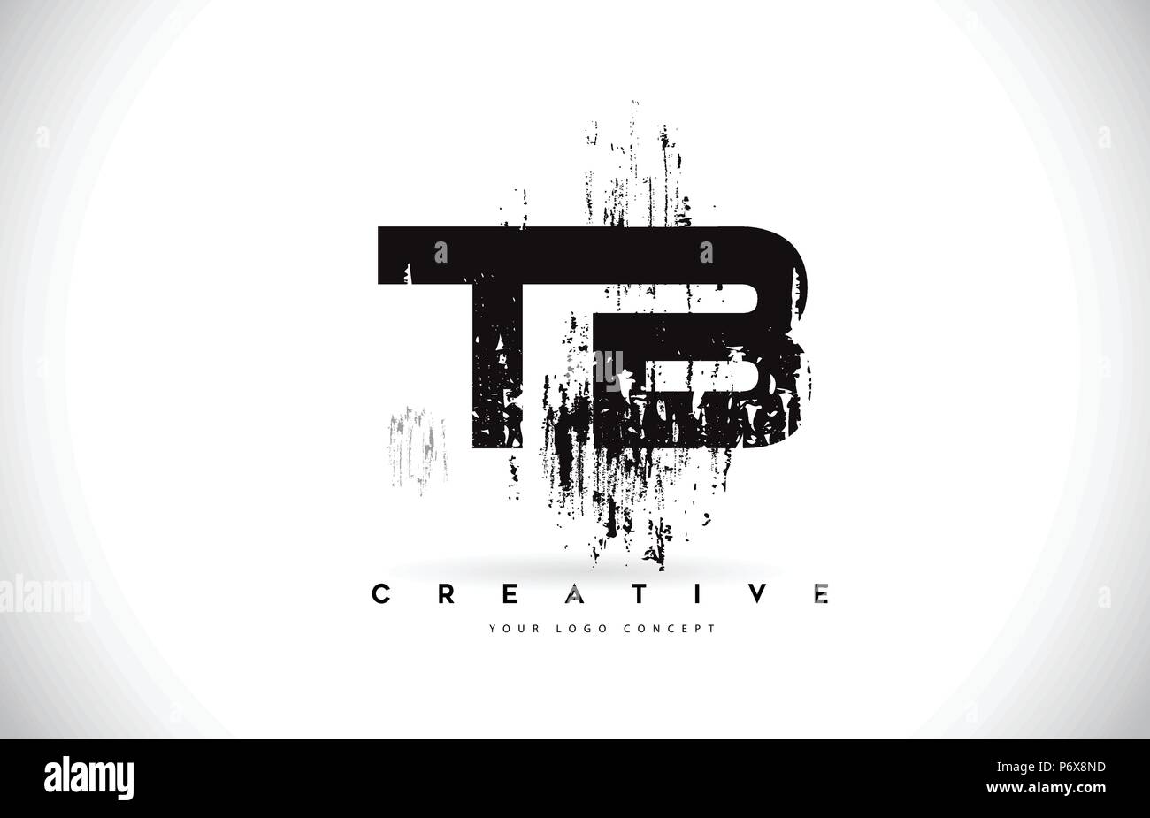 TB T B Grunge Brush Letter Logo Design in Black Colors. Creative Brush ...