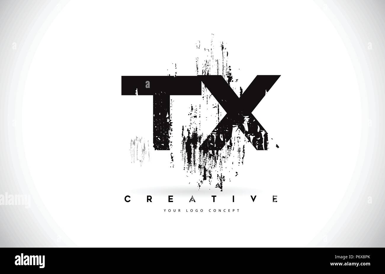 TX T X Grunge Brush Letter Logo Design in Black Colors. Creative Brush ...