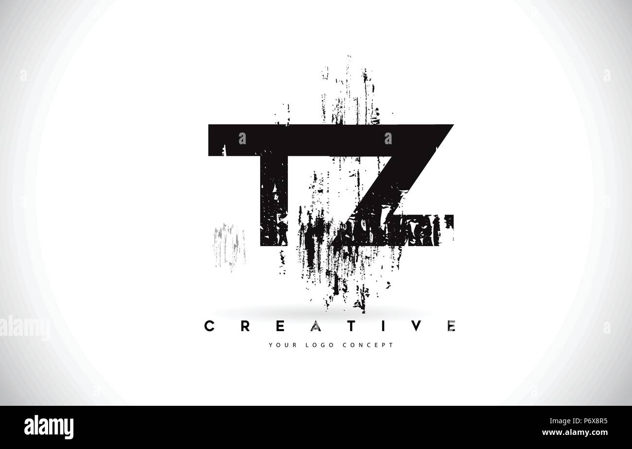 TZ T Z Grunge Brush Letter Logo Design in Black Colors. Creative Brush ...