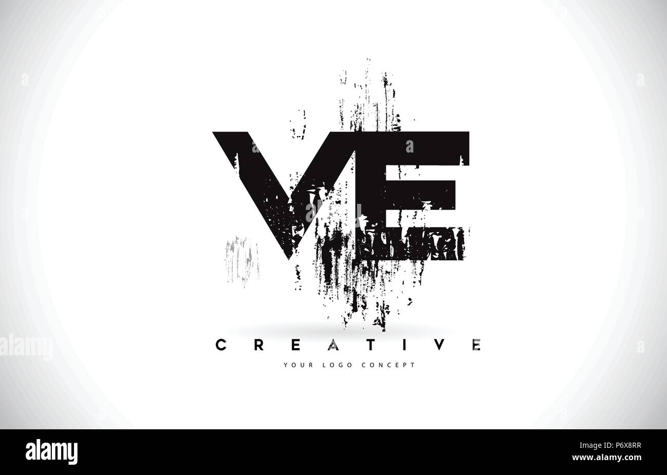 VE V E Grunge Brush Letter Logo Design in Black Colors. Creative Brush ...