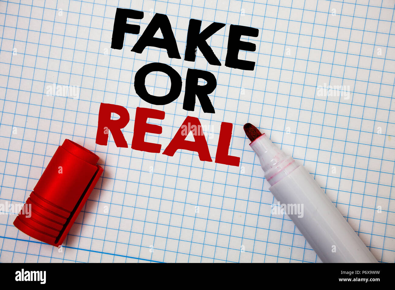Writing note showing Fake Or Real. Business photo showcasing checking ...