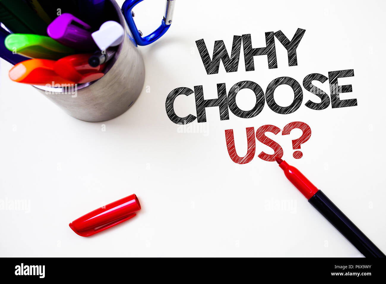 Text sign showing Why Choose Us Question. Conceptual photo reasons that ...