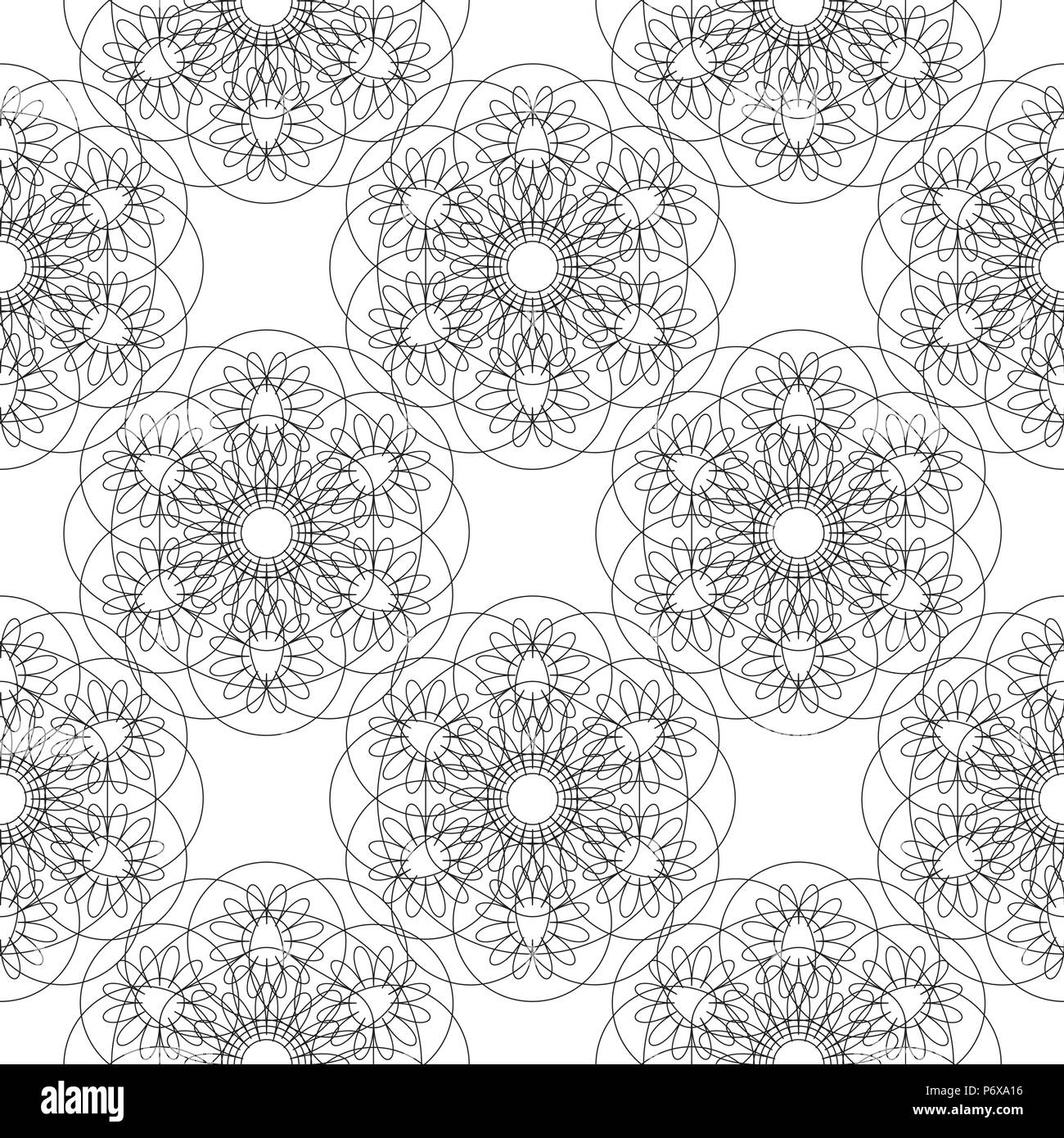 Flower mandala. Linear Graphics. Seamless pattern. Geometric ...
