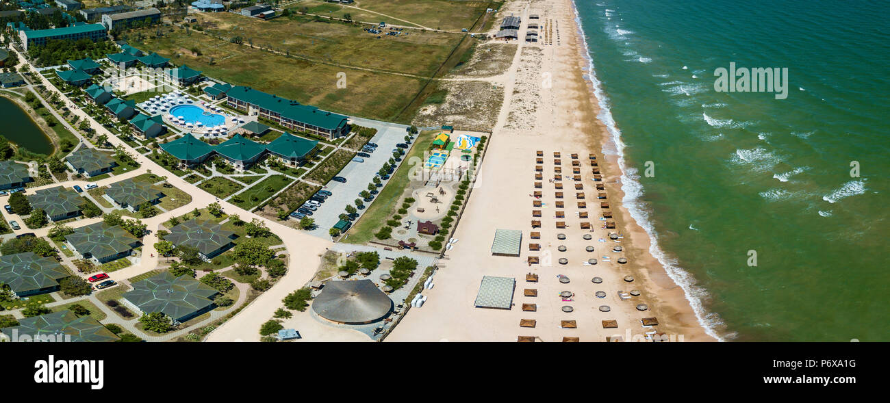 beaches and boarding houses on the shore of the Azov Sea Stock Photo ...