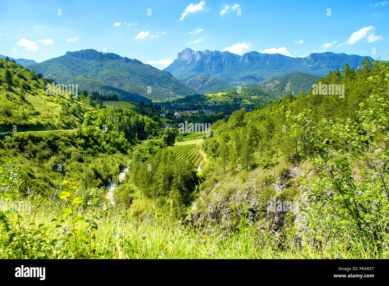 a mountain landscape in the Drome in France Stock Photo - Alamy