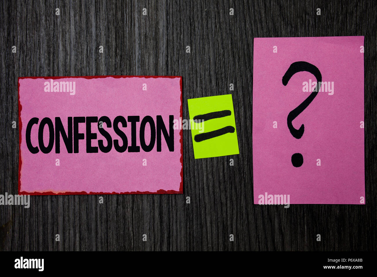 Writing note showing Confession. Business photo showcasing Admission ...