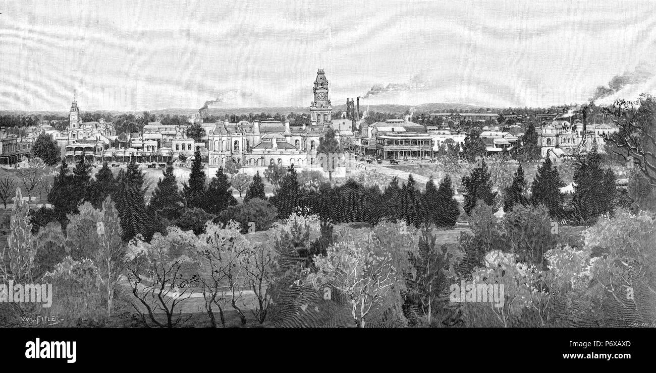 Engraving of Sandhurst in Victoria, Australia. From the Picturesque ...