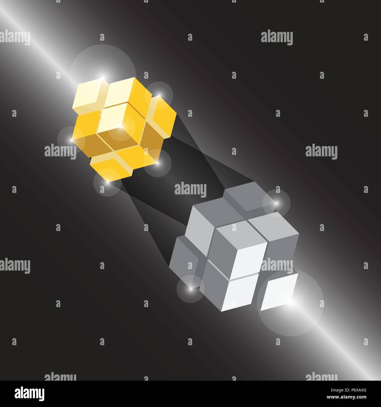 Create 3D cube design element with thunder light, stock vector Stock ...