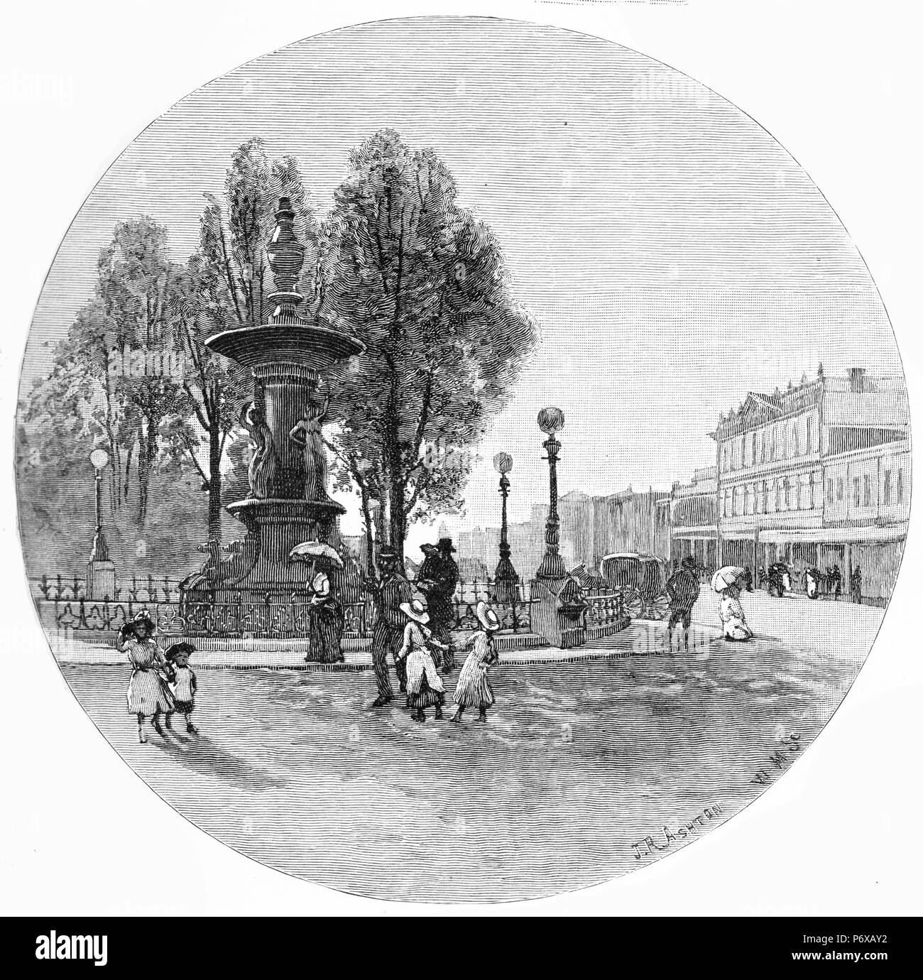 Engraving of Pall Mall at Sandhurst in Victoria, Australia. From the ...