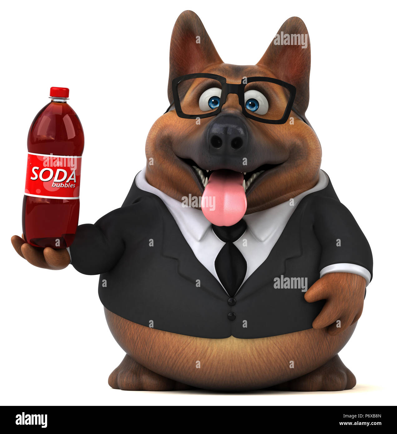 Fun german shepherd dog - 3D Illustration Stock Photo - Alamy