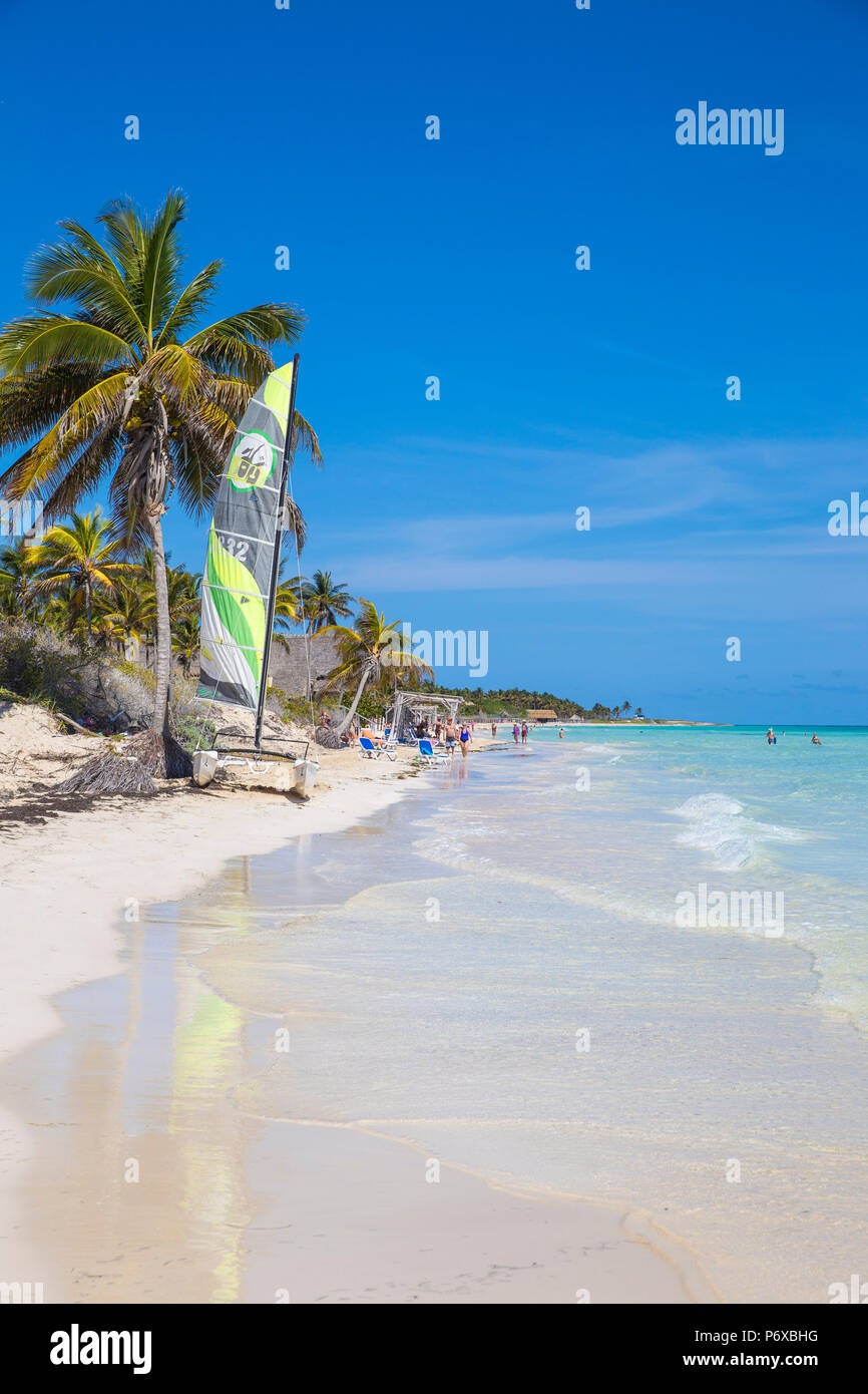 Cuba, Jardines del Rey, Cayo Coco, Catamaran on Playa Larga Stock Photo ...