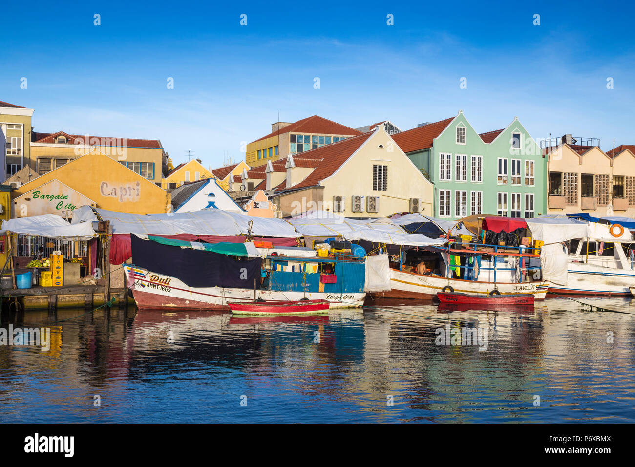 Curacao, Willemstad, Punda, Venezuelan boats at the floating market ...