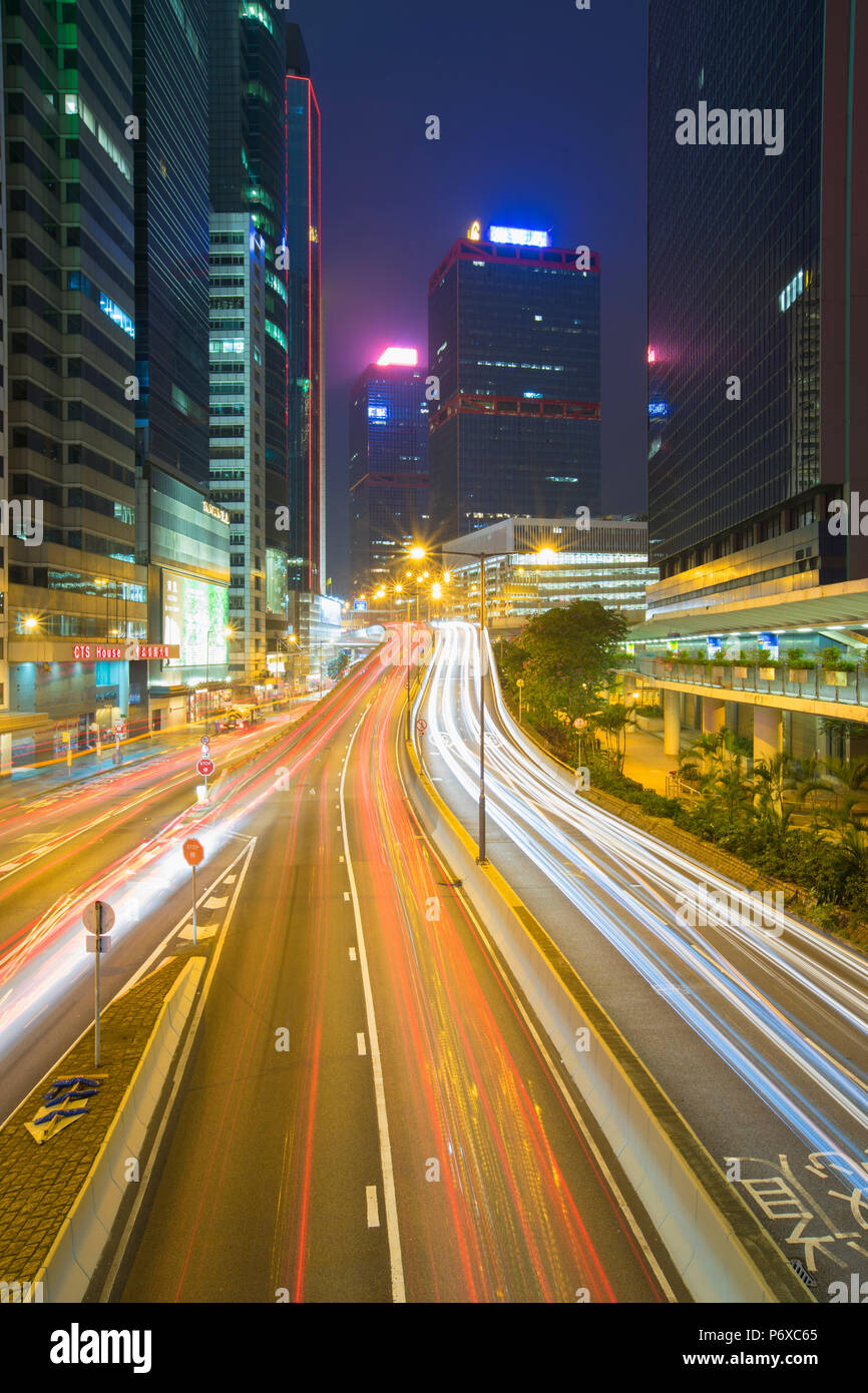 Connaught Road at dusk, Central, Hong Kong Island, Hong Kong, China ...