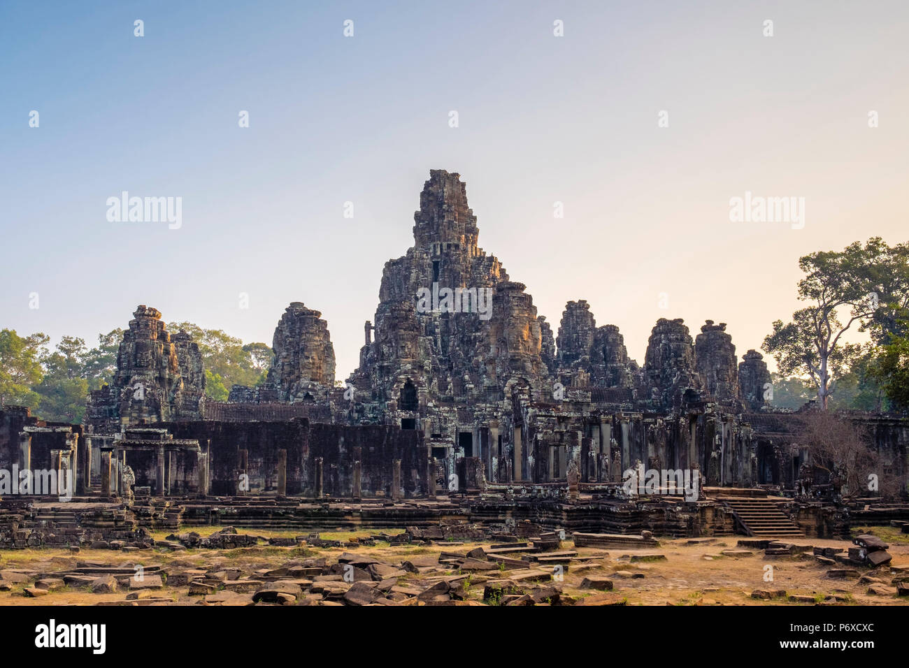 Prasat Bayon temple ruins at sunrise, Angkor Thom, UNESCO World ...