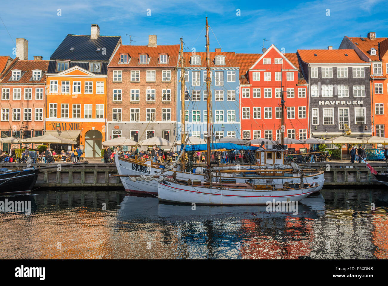 Copenhagen, Hovedstaden, Denmark, Northern Europe. Colorful houses ...