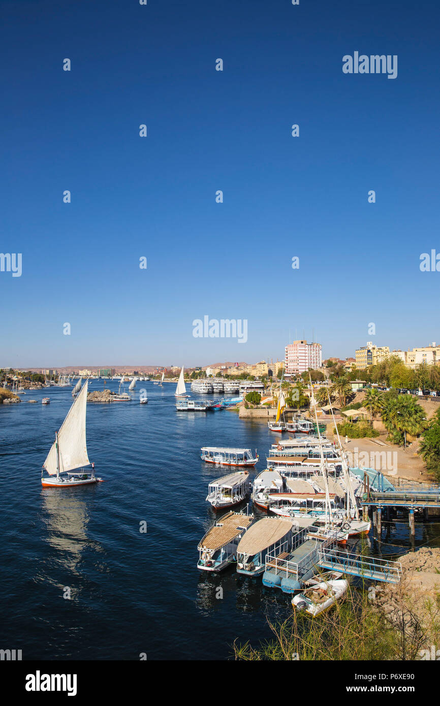 Egypt, Upper Egypt, Aswan, View of Aswan and River Nile Stock Photo - Alamy