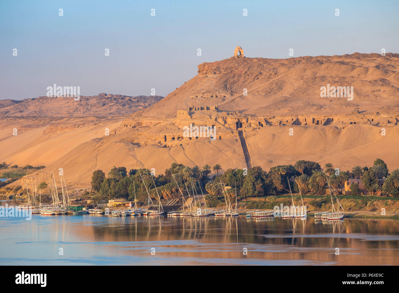 Egypt, Upper Egypt, Aswan, Tombs of the Nobles on the West Bank Stock ...