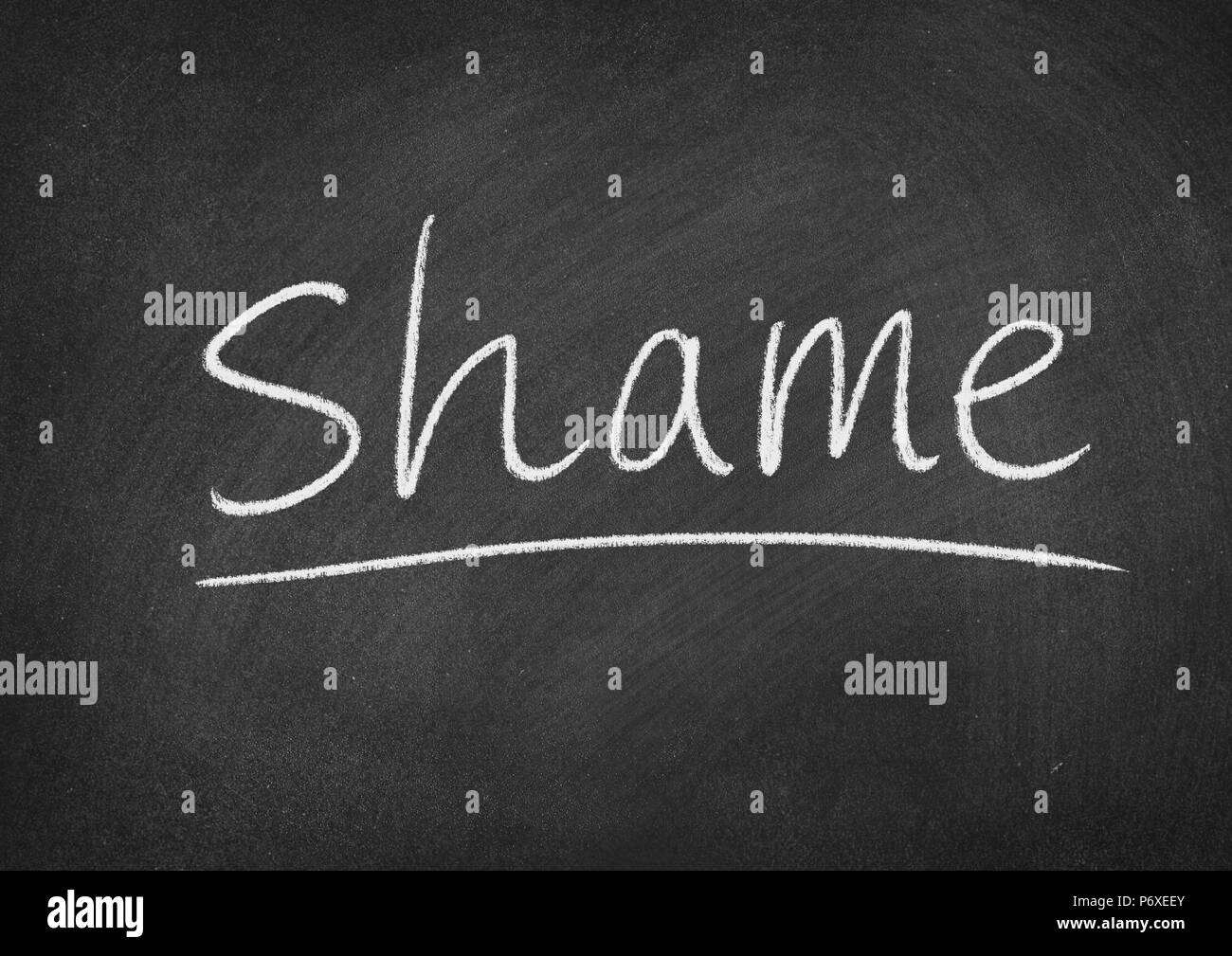 shame concept word on a blackboard background Stock Photo - Alamy