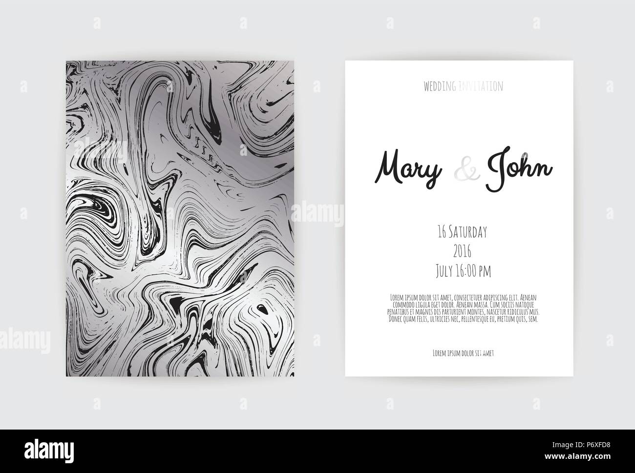 Silver, black, white marble template. Trendy pattern, graphic poster ...