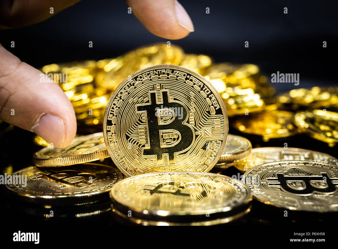 Bitcoin close up. Physical bit coin. Digital currency Stock Photo - Alamy