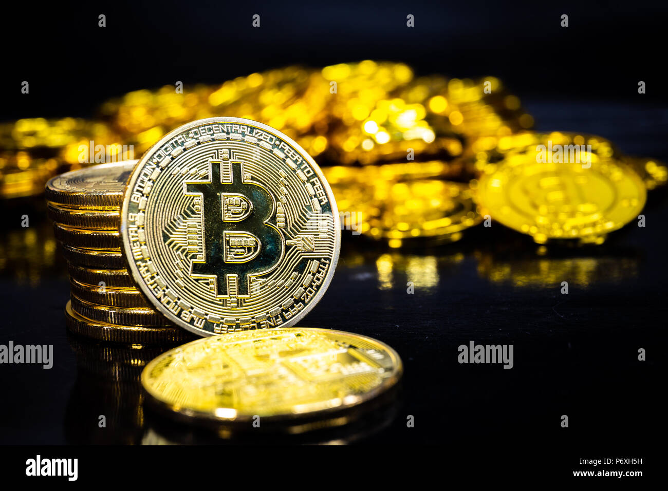 Bitcoin close up. Physical bit coin. Digital currency Stock Photo - Alamy