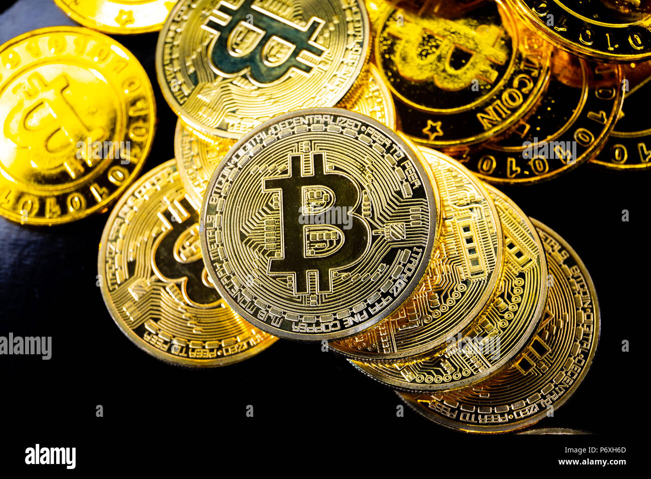 Bitcoin close up. Physical bit coin. Digital currency Stock Photo - Alamy