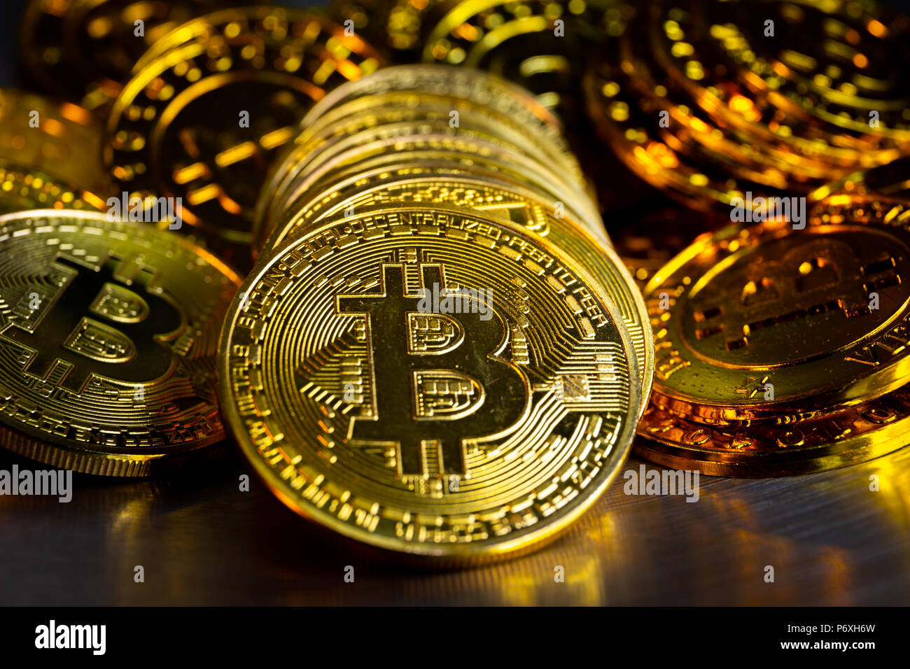 Bitcoin close up. Physical bit coin. Digital currency Stock Photo - Alamy