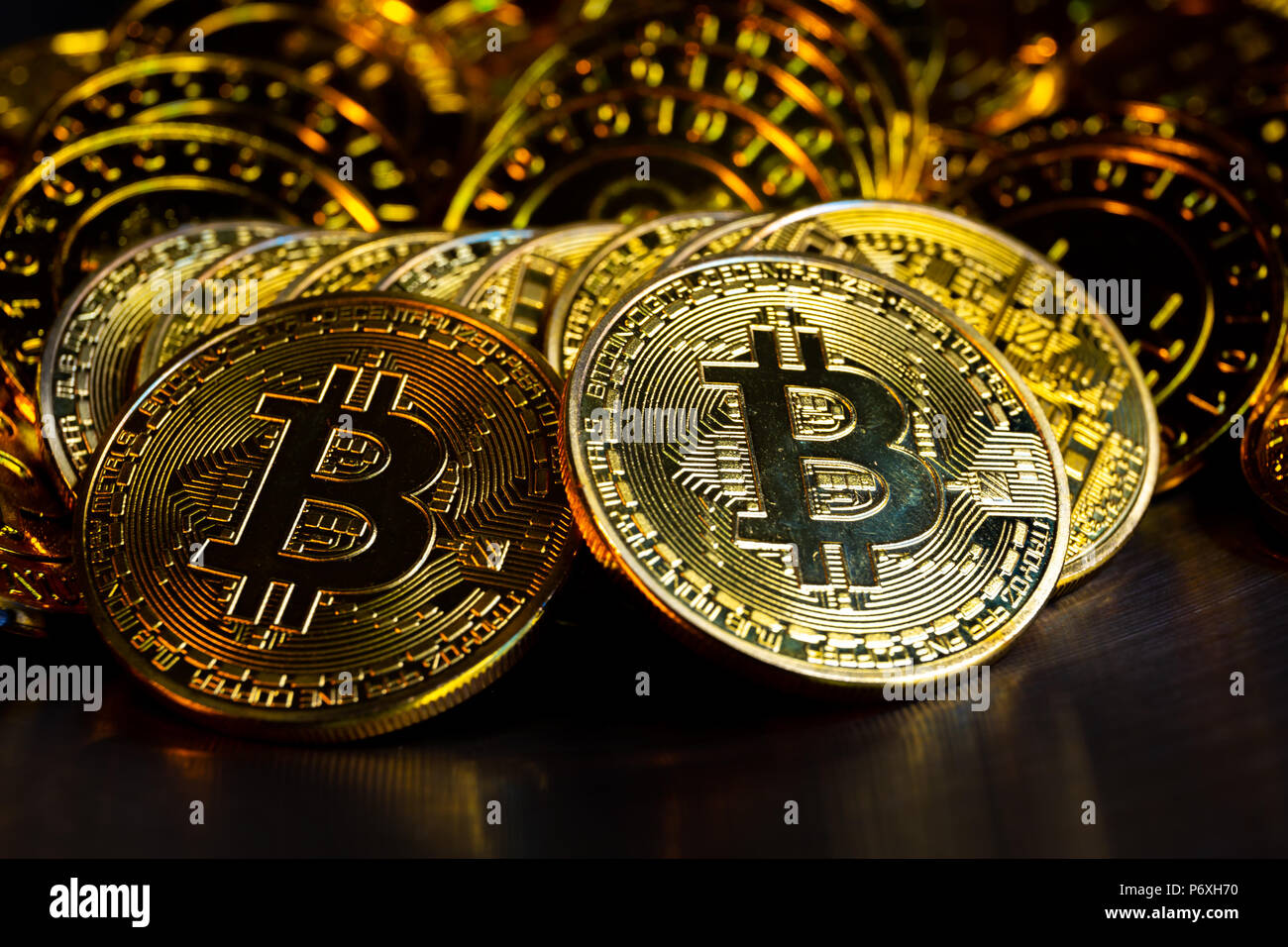 Bitcoin close up. Physical bit coin. Digital currency Stock Photo - Alamy