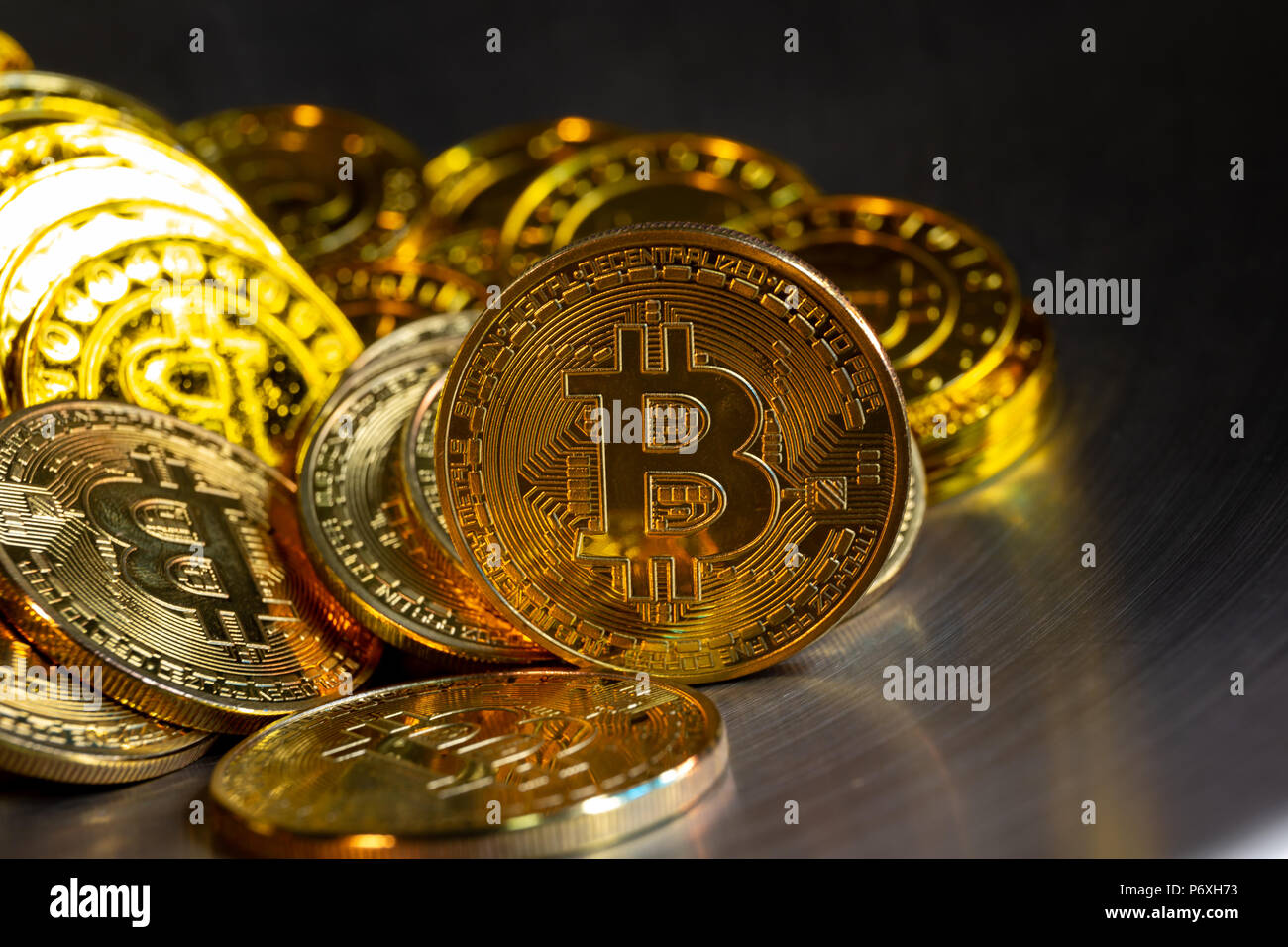 Bitcoin close up. Physical bit coin. Digital currency Stock Photo - Alamy