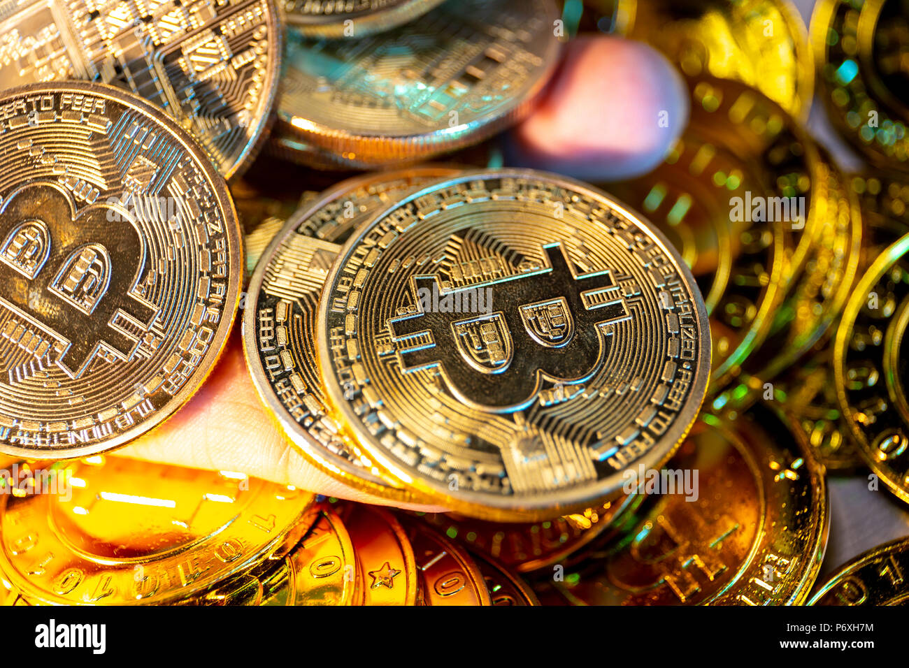 Bitcoin close up. Physical bit coin. Digital currency Stock Photo - Alamy