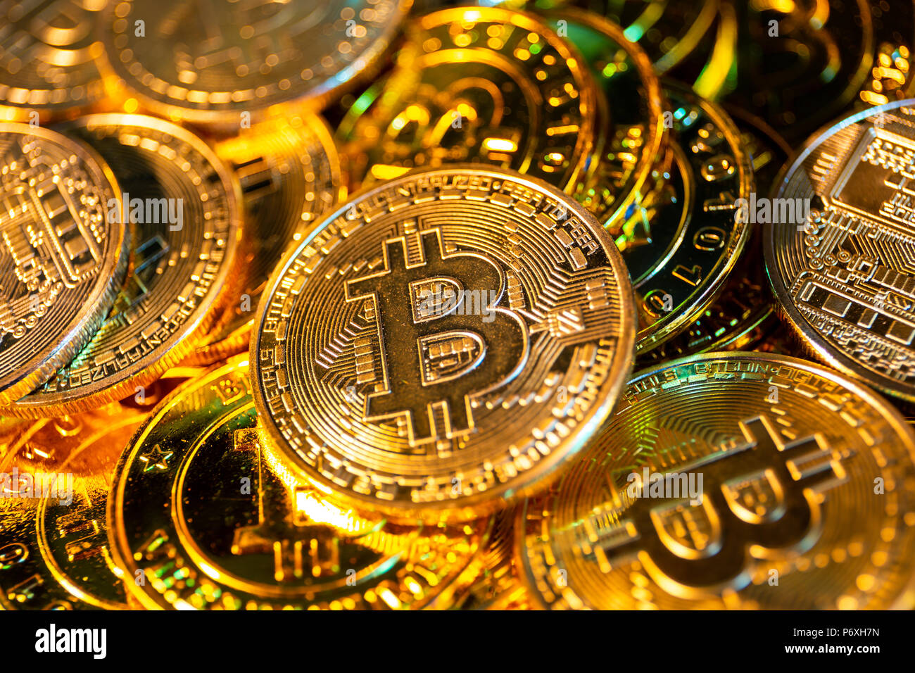 Bitcoin close up. Physical bit coin. Digital currency Stock Photo - Alamy