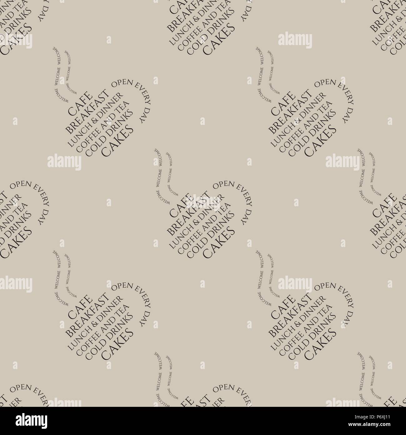 Cafe seamless wallpaper with cup made of text Stock Vector Image & Art ...
