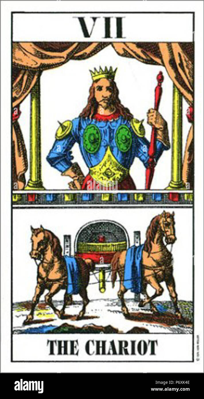 1JJ Tarot - Trump 07 - English - The Chariot Stock Photo - Alamy