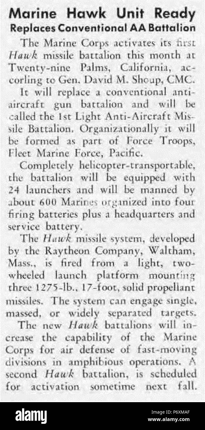 1st LAAM Bn - 1960(5)May - Marine HAWK Unit ready - NavAvnNews Stock ...