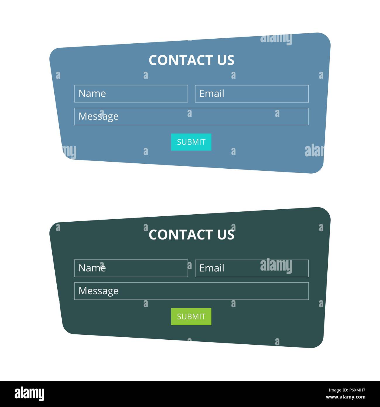 Contact us form set in a flat design style on blue and dark backgrounds ...