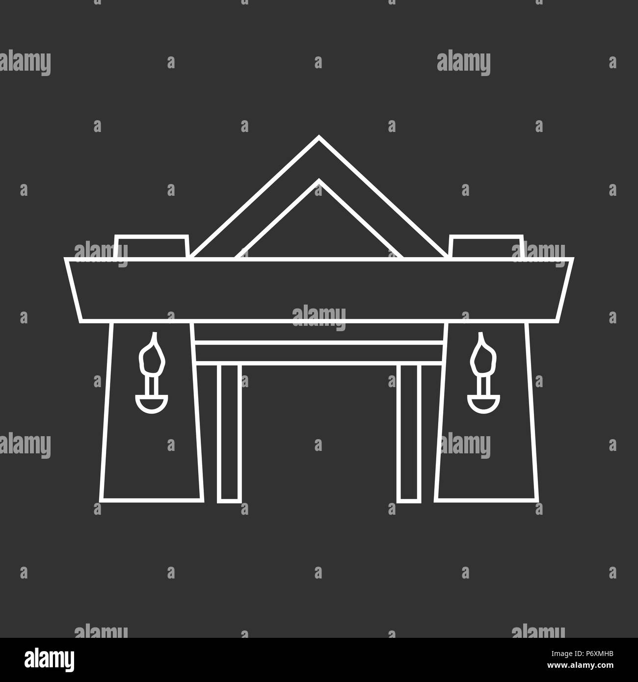 Ancient asian gates. Outlined illustration on a black background Stock ...