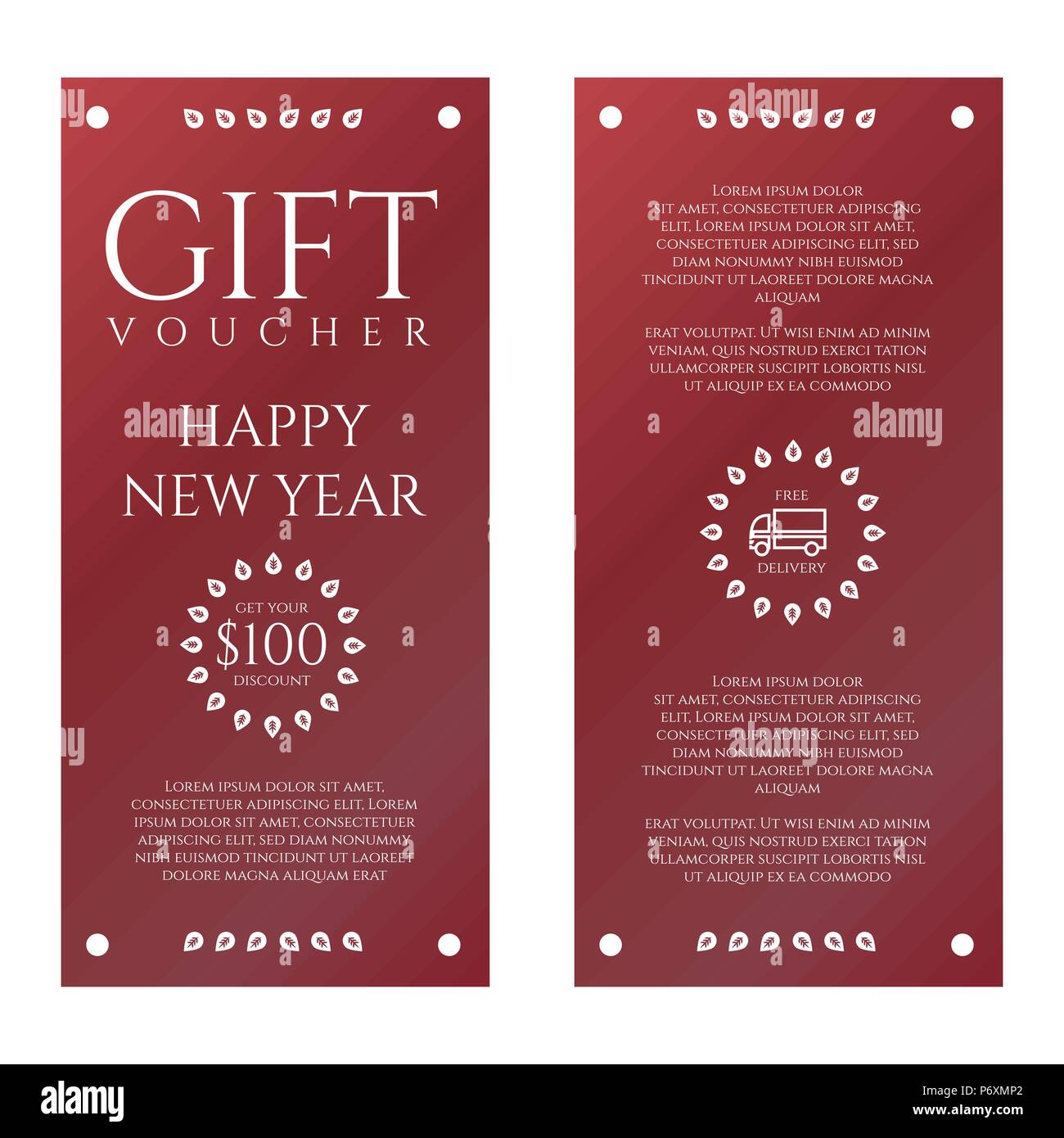 Gift voucher Happy New Year theme on a red background Stock Vector ...