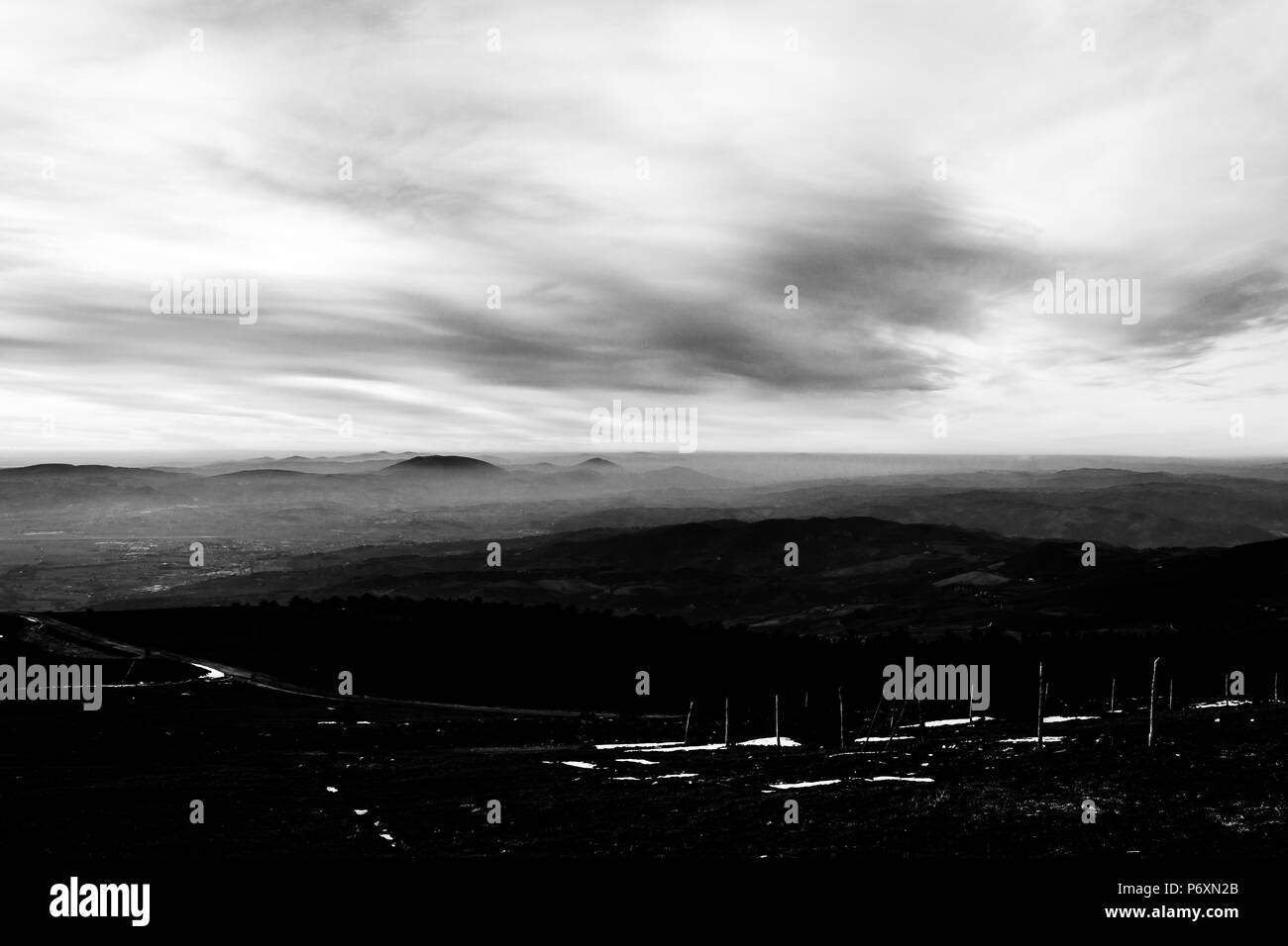 Subasio Mt. (Umbria, Italy), with sky covered by clouds and mist on the ...