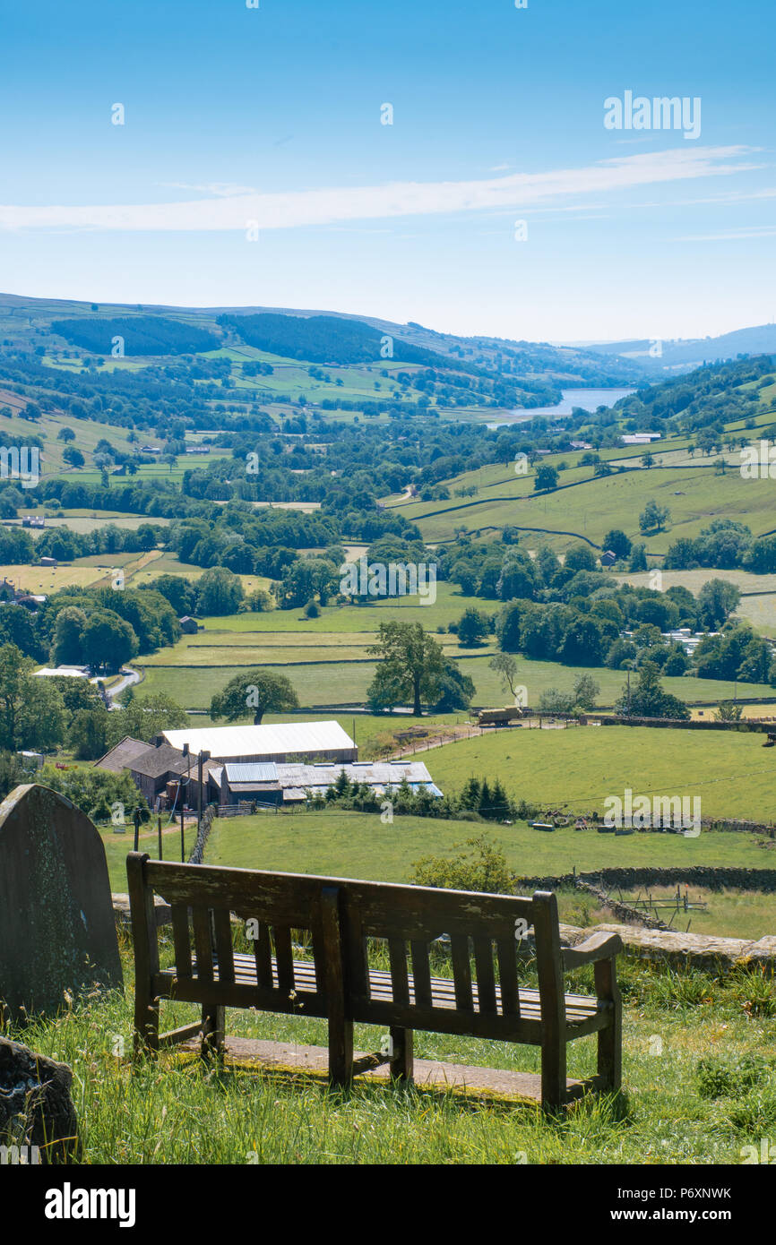 View across Yorkshire Dales from Lofthouse with seat in foreground ...