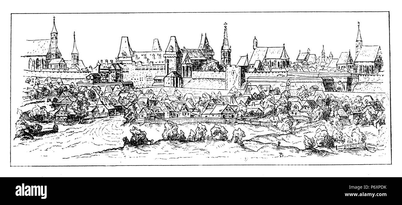 Vienna in 1588 from the castle side. After Lautensad Stock Photo - Alamy