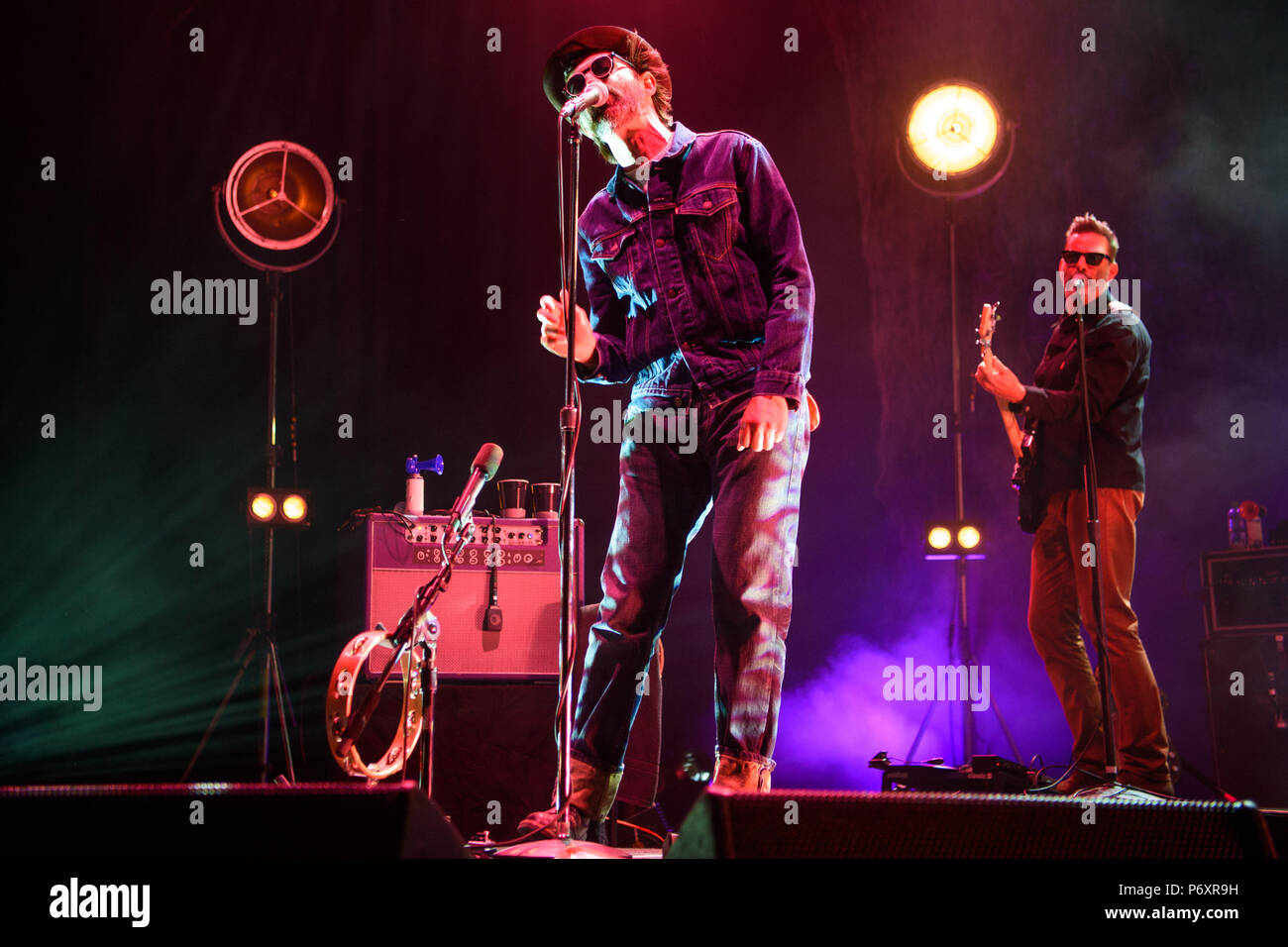 Eels (lead singer Mark Oliver Everett, centre) performing at Brixton ...