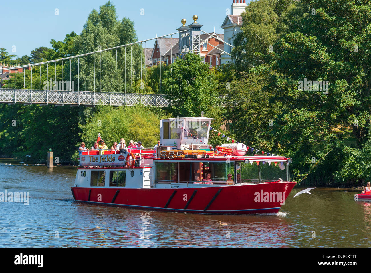 River cruise pleasure boat the Jackie on the river Dee at Chester ...