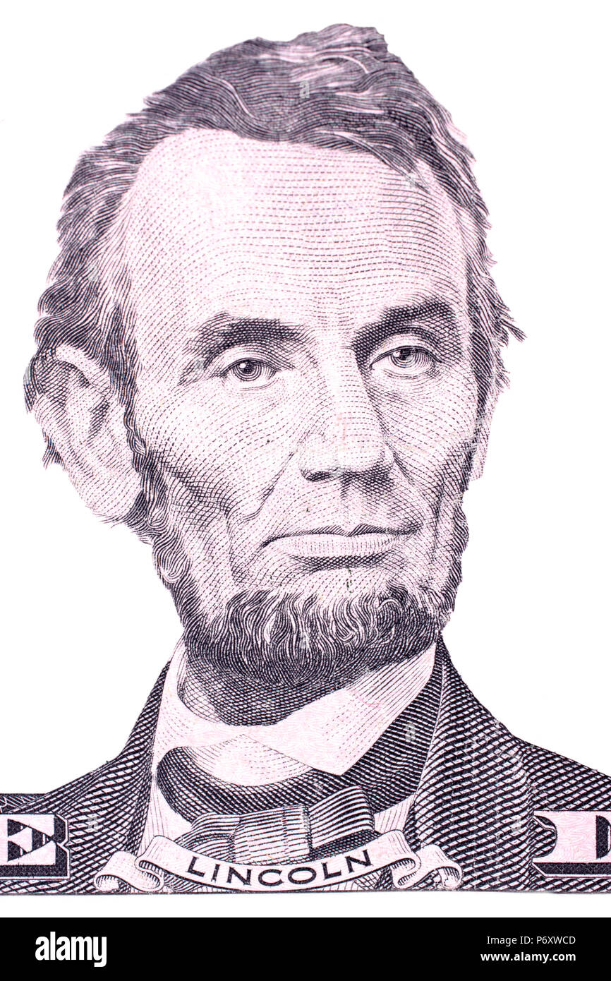 Abraham Lincoln Face 5 Dollar Bill